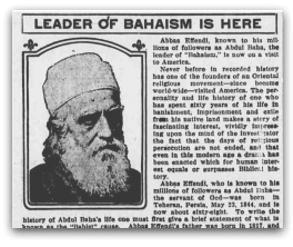 Leader of Bahaism Is Here | 'Abdu'l-Bahá in America
